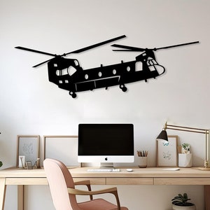 Extra Large Helicopter Decor Metal Wall Art, Military Helicopter Pilot ...