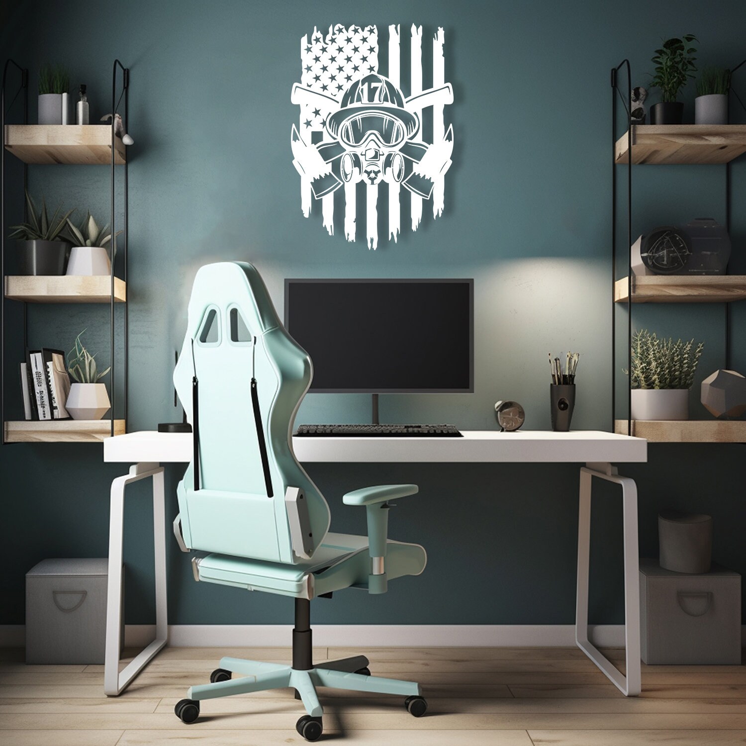 Fireman Metal Wall Art, Firefighter Metal Wall Decor, American ...