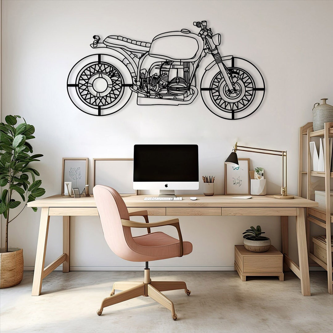 Cafe Racers Motorcycle Silhouette Wall Art, Metal Motorcycle Silhouette ...