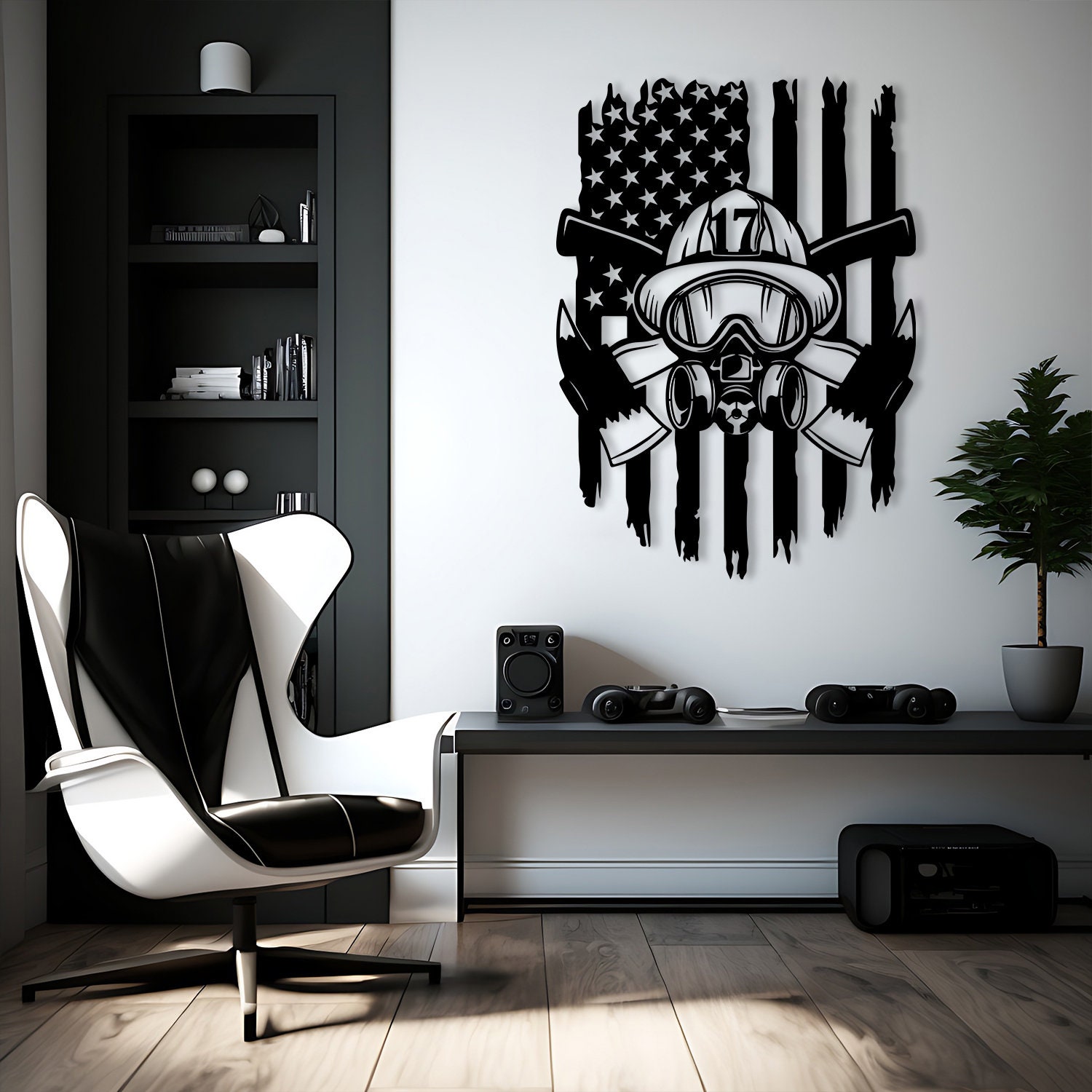 Fireman Metal Wall Art, Firefighter Metal Wall Decor, American ...