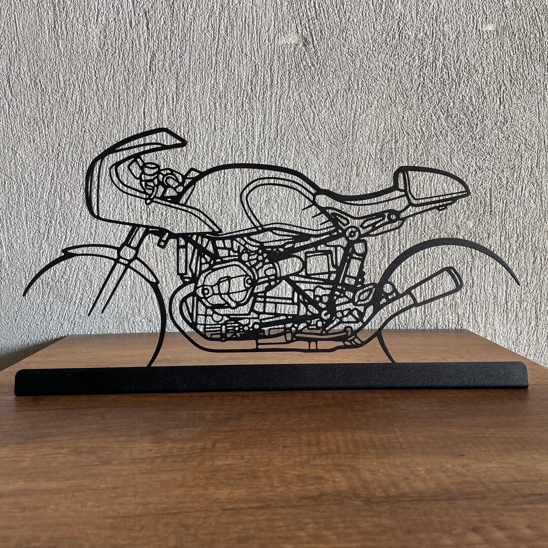 Motorcycle Stand Desk Metal Art, Cafe Racer Bike Garage Decor, Biker ...
