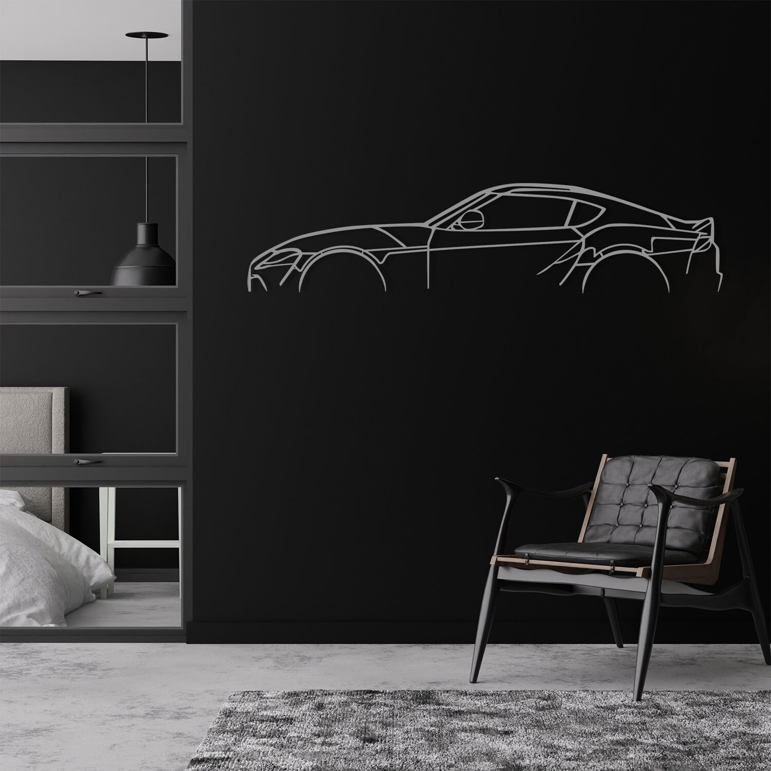 Sport Racing Car Wall Decor, Metal Car Silhouette Line Art, Metal Car ...