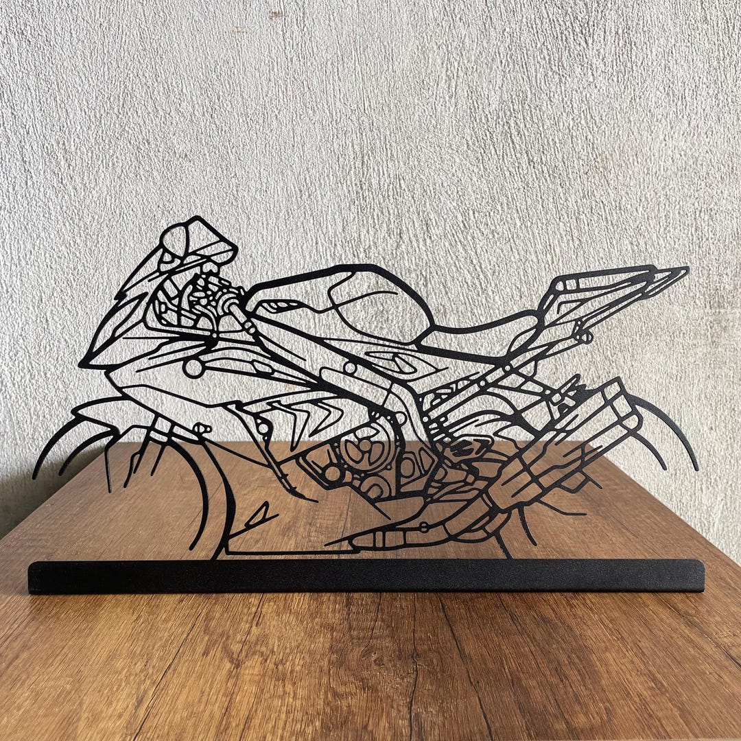 Sportive Motorcycle Metal Desk Art, Sportbike Metal Tabletop Decor ...