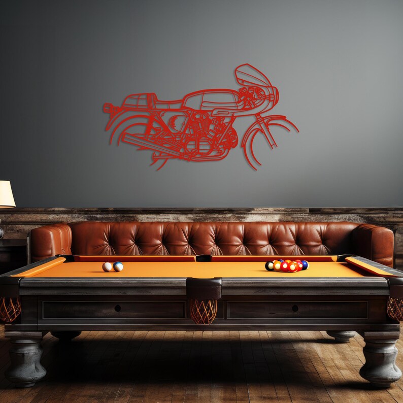 Classic Motorcycle Wall Art, Cafe Racer Style Metal Wall Decor, Bikers ...