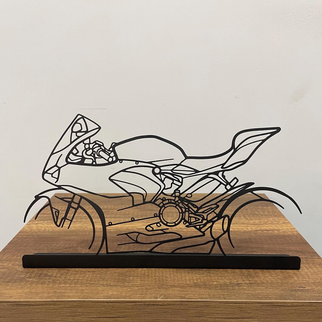 Modern Sport Motorcycle Metal Desk Art, Motorcycle Desk Decor Gift for ...