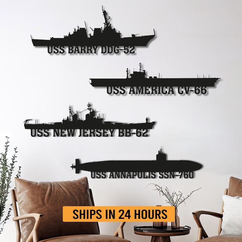 Custom US Navy Warships Metal Wall Sign, Navy Veterans Gift ...