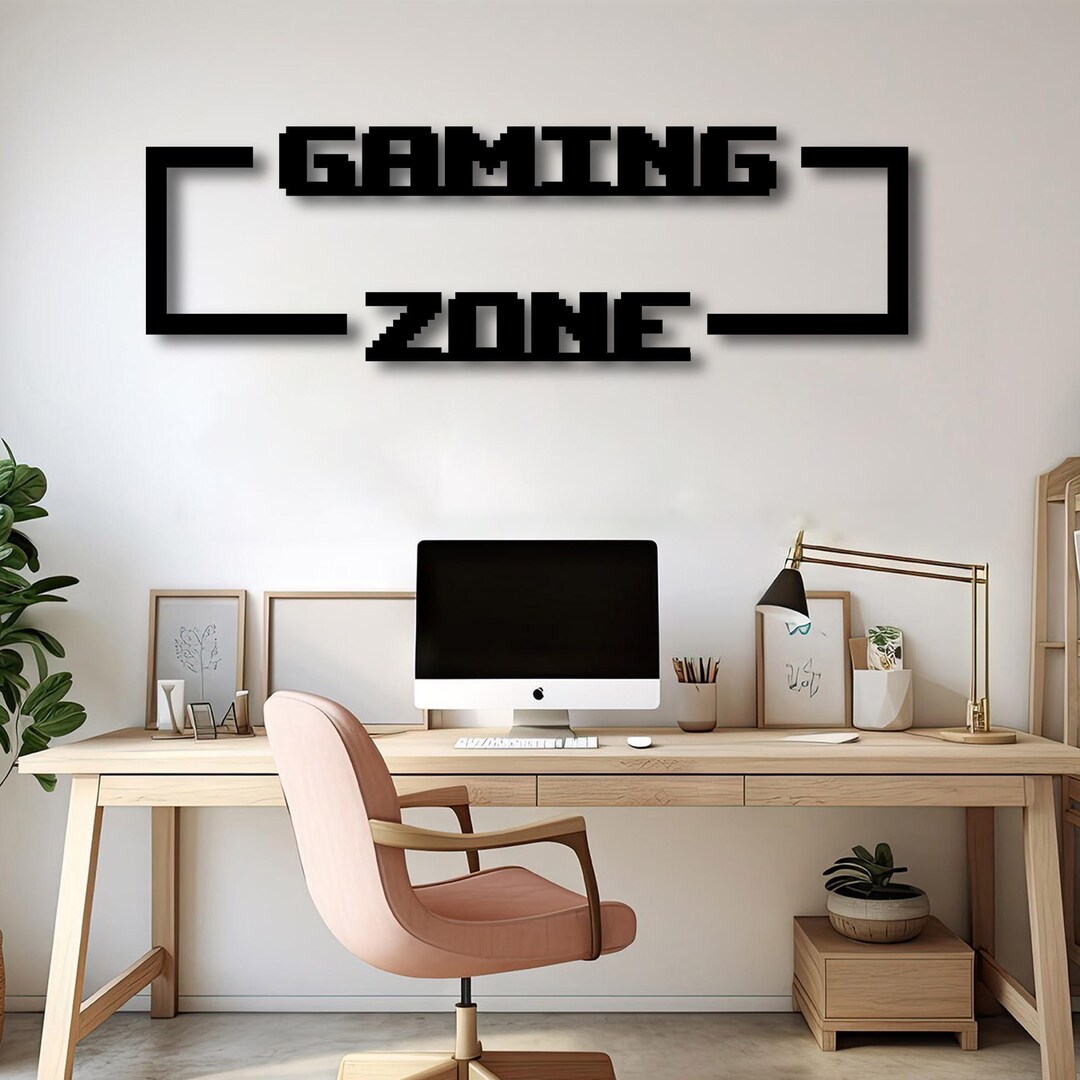 Gaming Zone Metal Wall Sign, Gamer Room Decor for Boys, Boys Bedroom ...