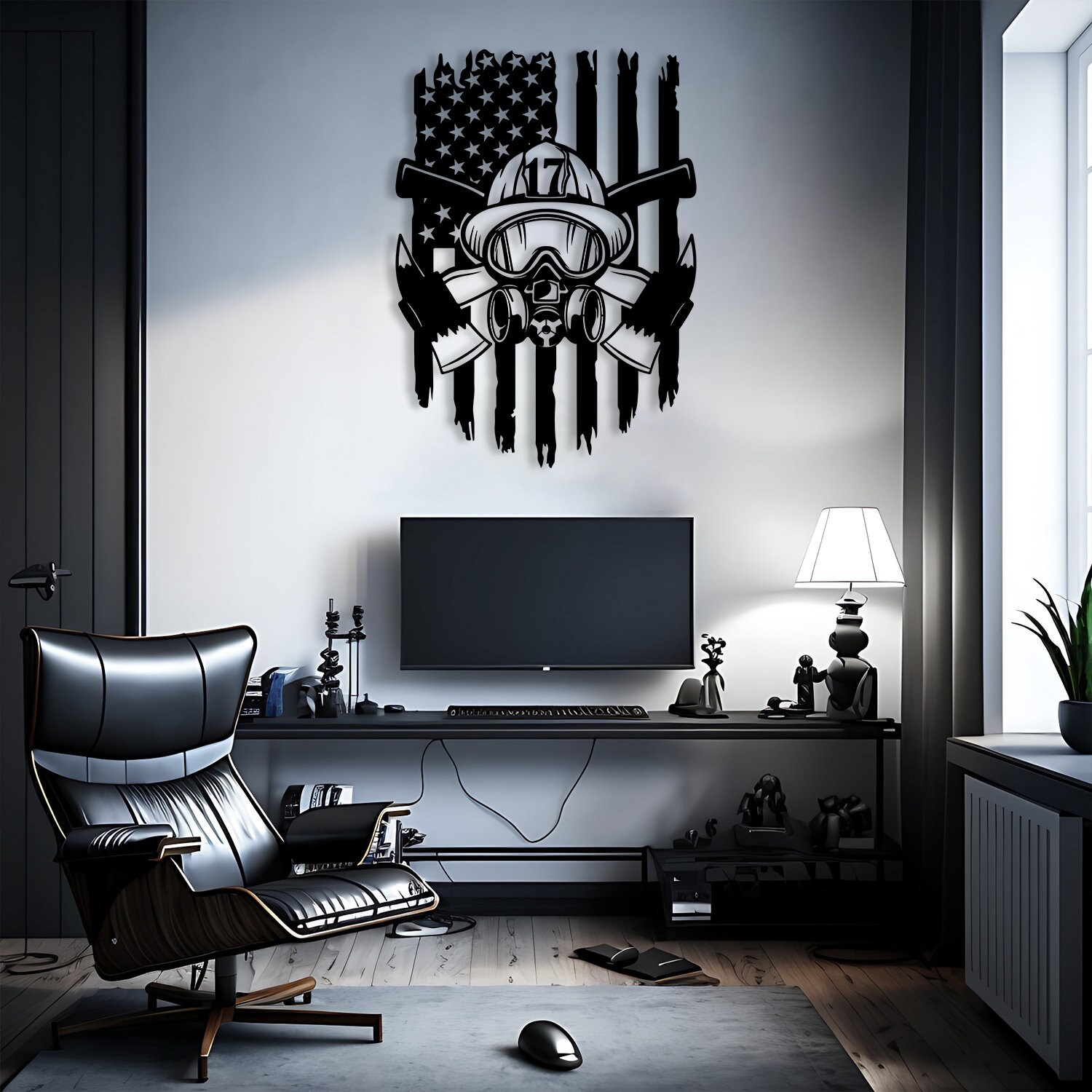 Fireman Metal Wall Art, Firefighter Metal Wall Decor, American ...