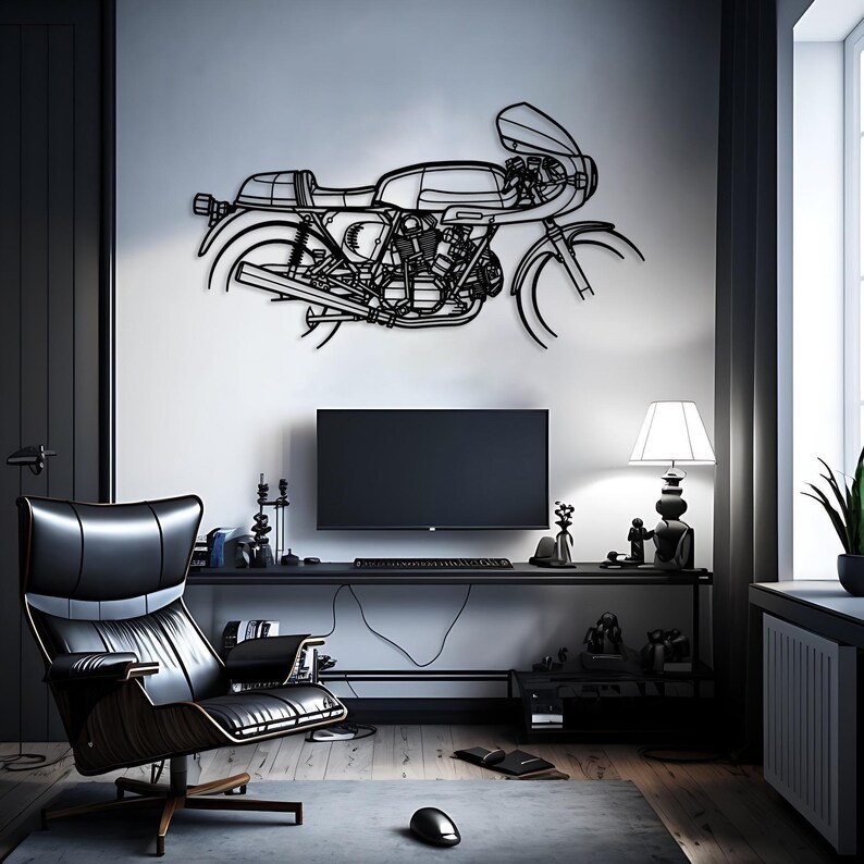Classic Motorcycle Wall Art, Cafe Racer Style Metal Wall Decor, Bikers ...