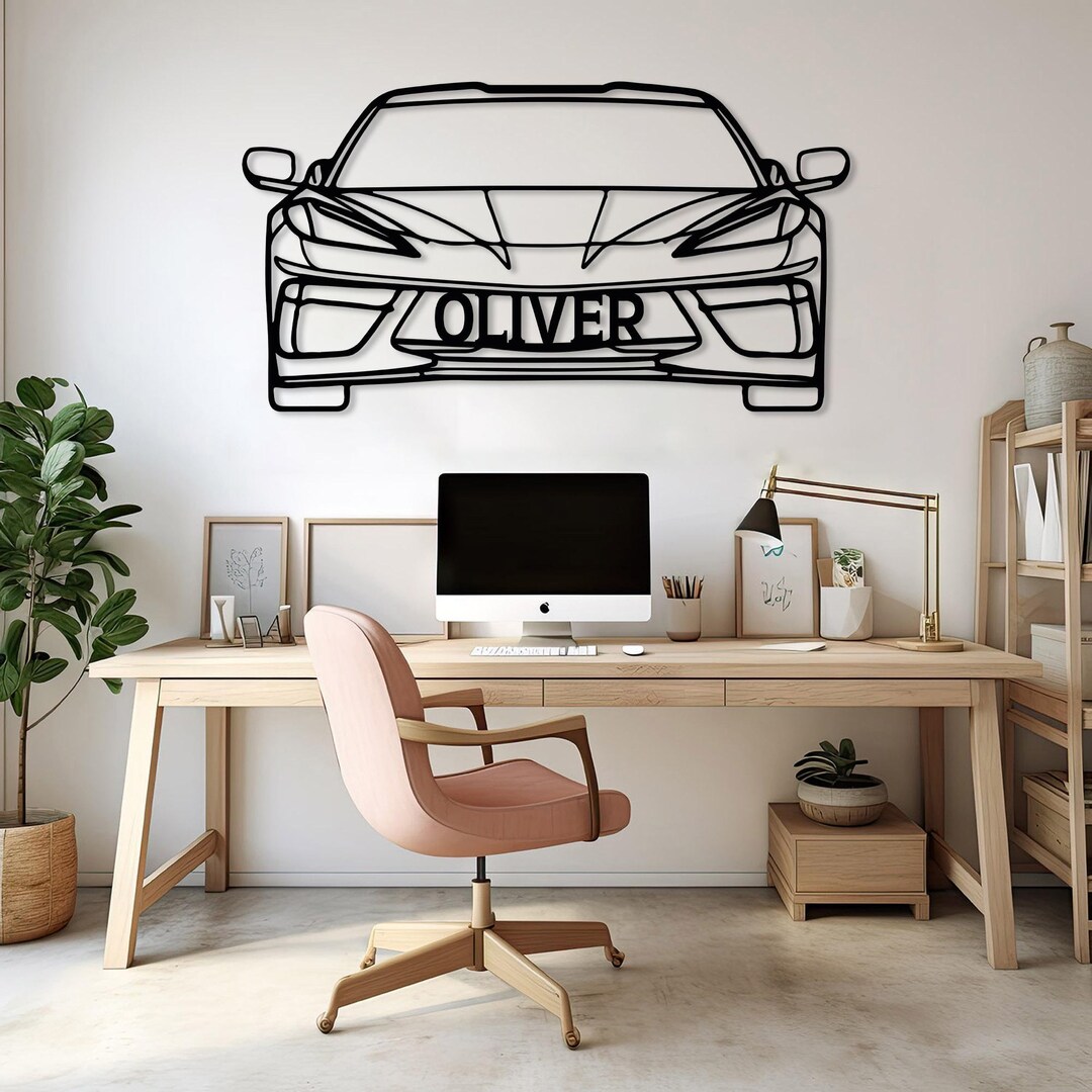 Customizable Metal Car Wall Art, Personalized Name Car Plate Wall Decor ...