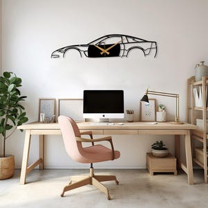 Custom Car Silhouette Metal Wall Clock, Personalized Car Clock, Your ...