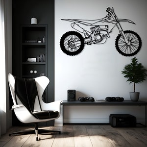 Motorcycle Decor Metal Wall Art, Motorcycle Racers Line Art, Cross ...