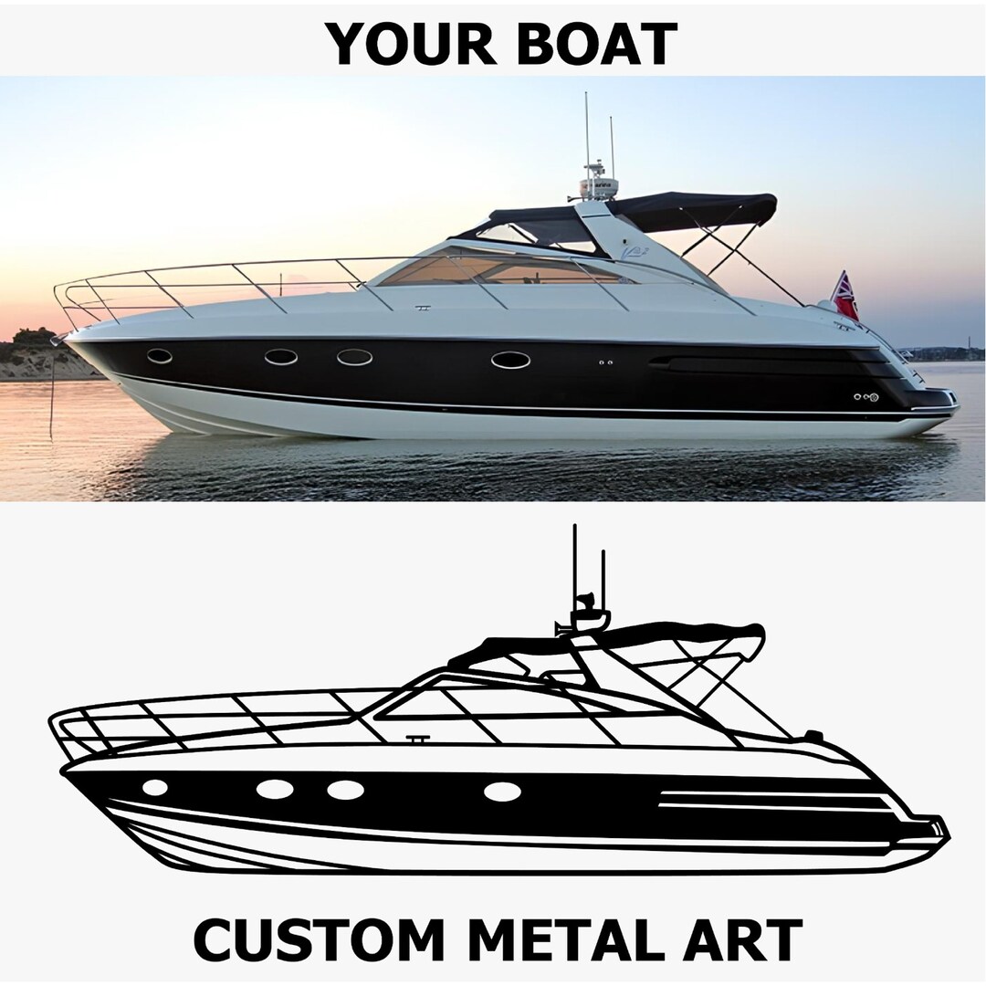 Custom Boat Metal Line Art, Personalised Boat Metal Wall Art, Boat ...