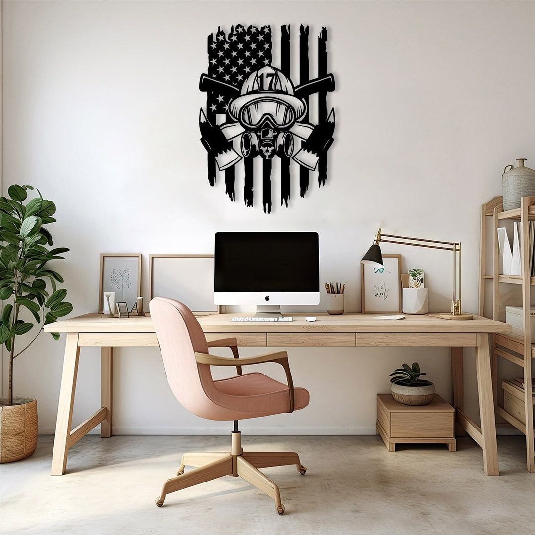 Fireman Metal Wall Art, Firefighter Metal Wall Decor, American ...