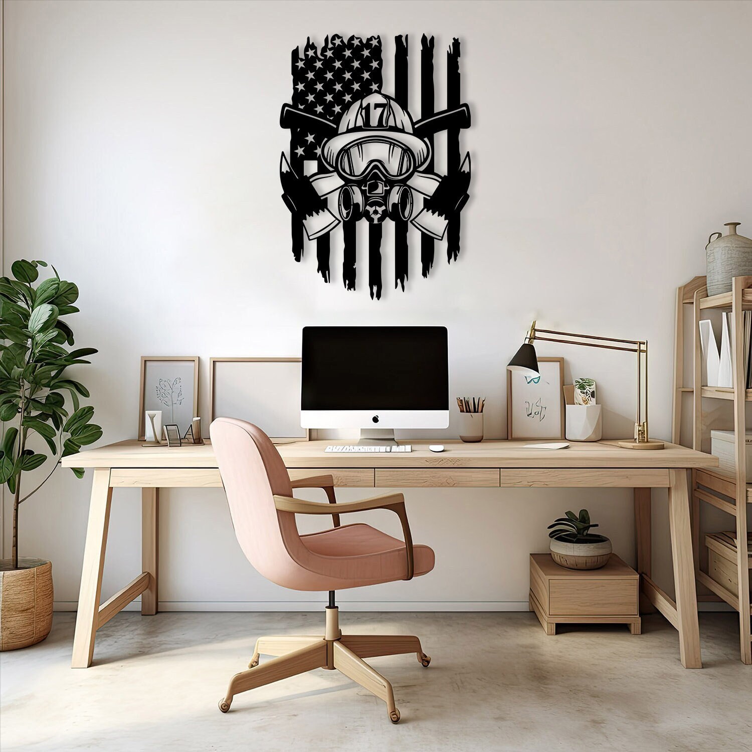 Fireman Metal Wall Art, Firefighter Metal Wall Decor, American ...