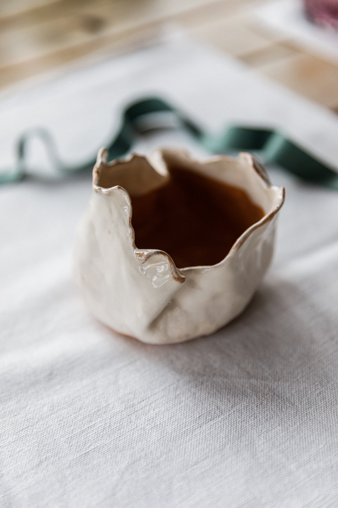 Small Designer Vase in Glossy Glazed Ceramic Pottery Bag Modeled and ...