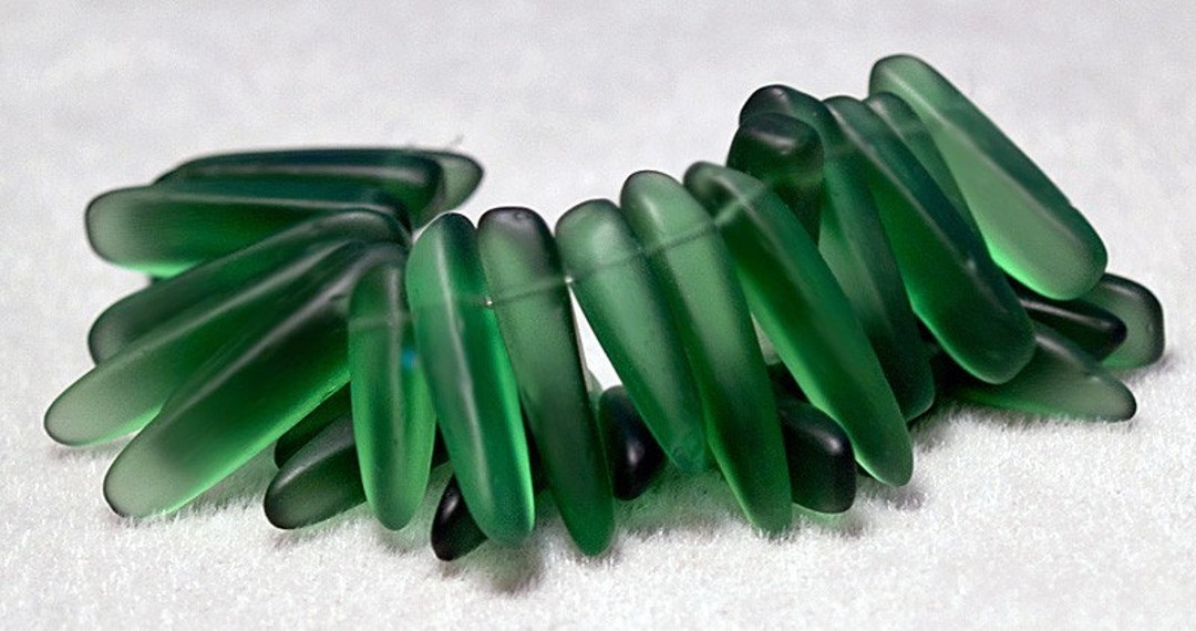 Green Daggers- Recycled Sea Glass Beads - Etsy