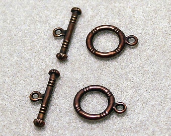 Round Copper Toggle Clasp Spiral Pattern Handmade - Etsy