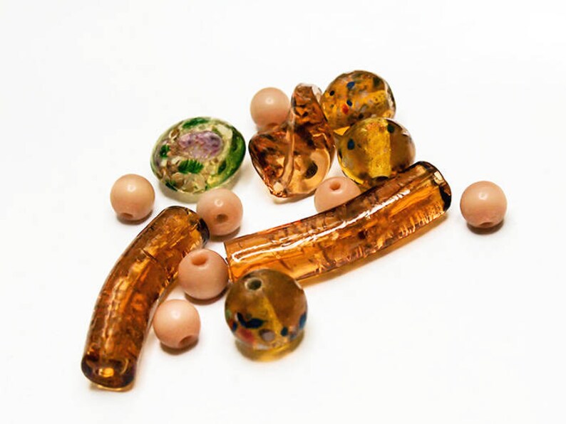 Bead Kit 1 glass beads lampwork beads handmade beads brown | Etsy