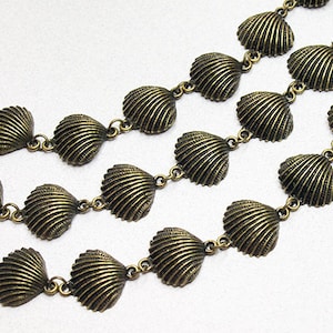 Antiqued Bronze Shell Chain- Clam Shell Pendants- Clam Shell Chain ...