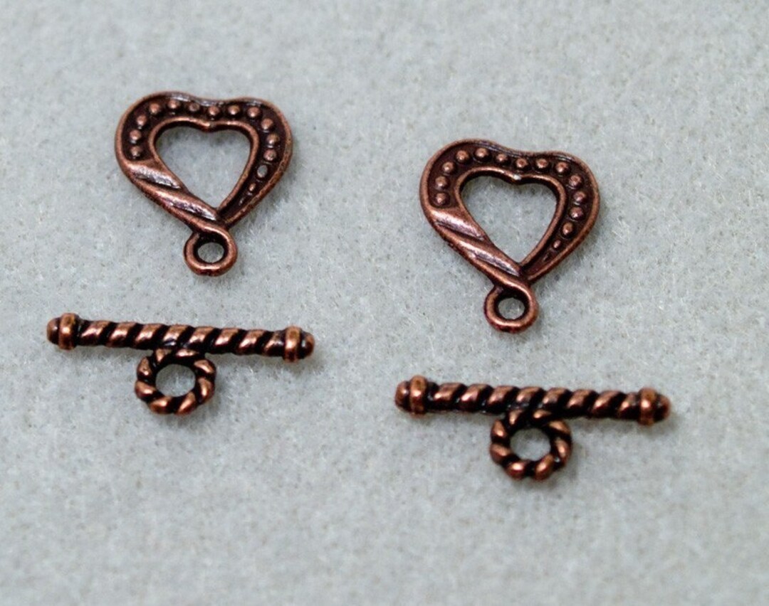 Antiqued Copper Heart Toggle Clasp - Etsy