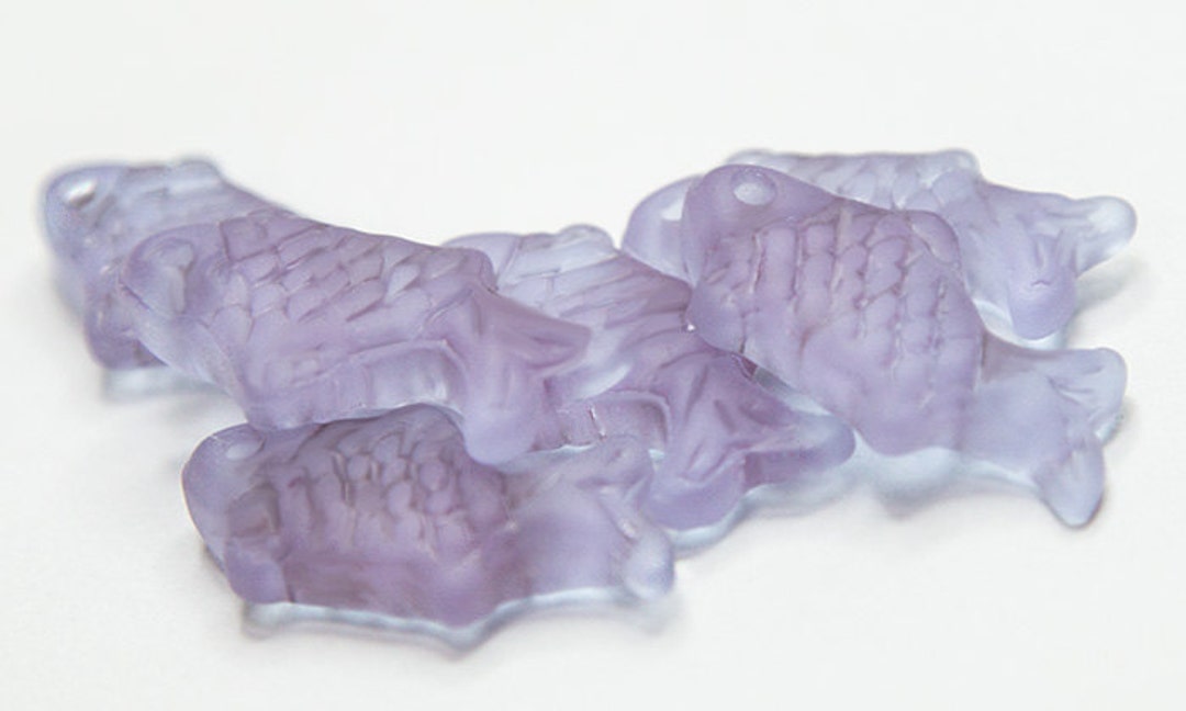 Periwinkle Fish Sea Glass Pendants- Cultured Sea Glass Beads- Beach ...