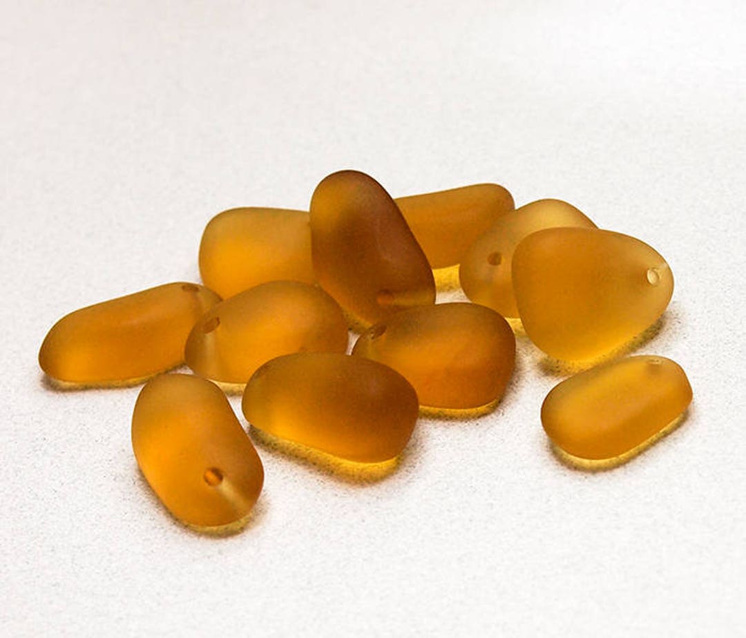 Amber Colored Sea Glass Chunks-recycled Sea Glass Beads-beach - Etsy