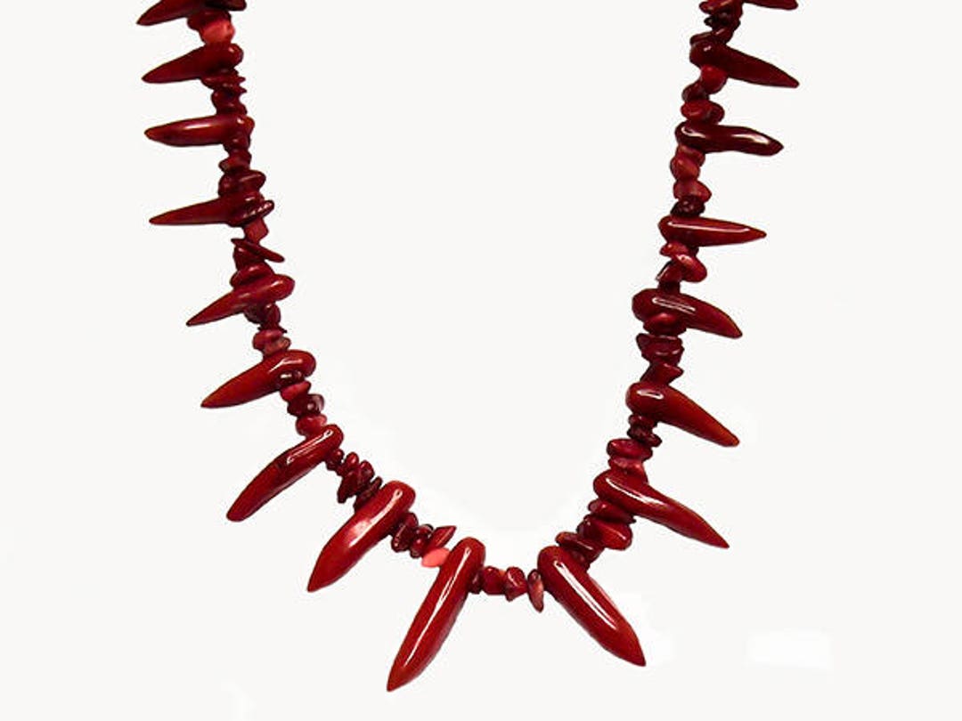 Red Bamboo Coral Talons- Coral Beads- Talon Beads- Tusk Beads- Bamboo ...
