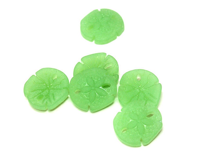Opaque Spring Green Sand Dollars- Recycled Glass Beads- Sand Dollar ...