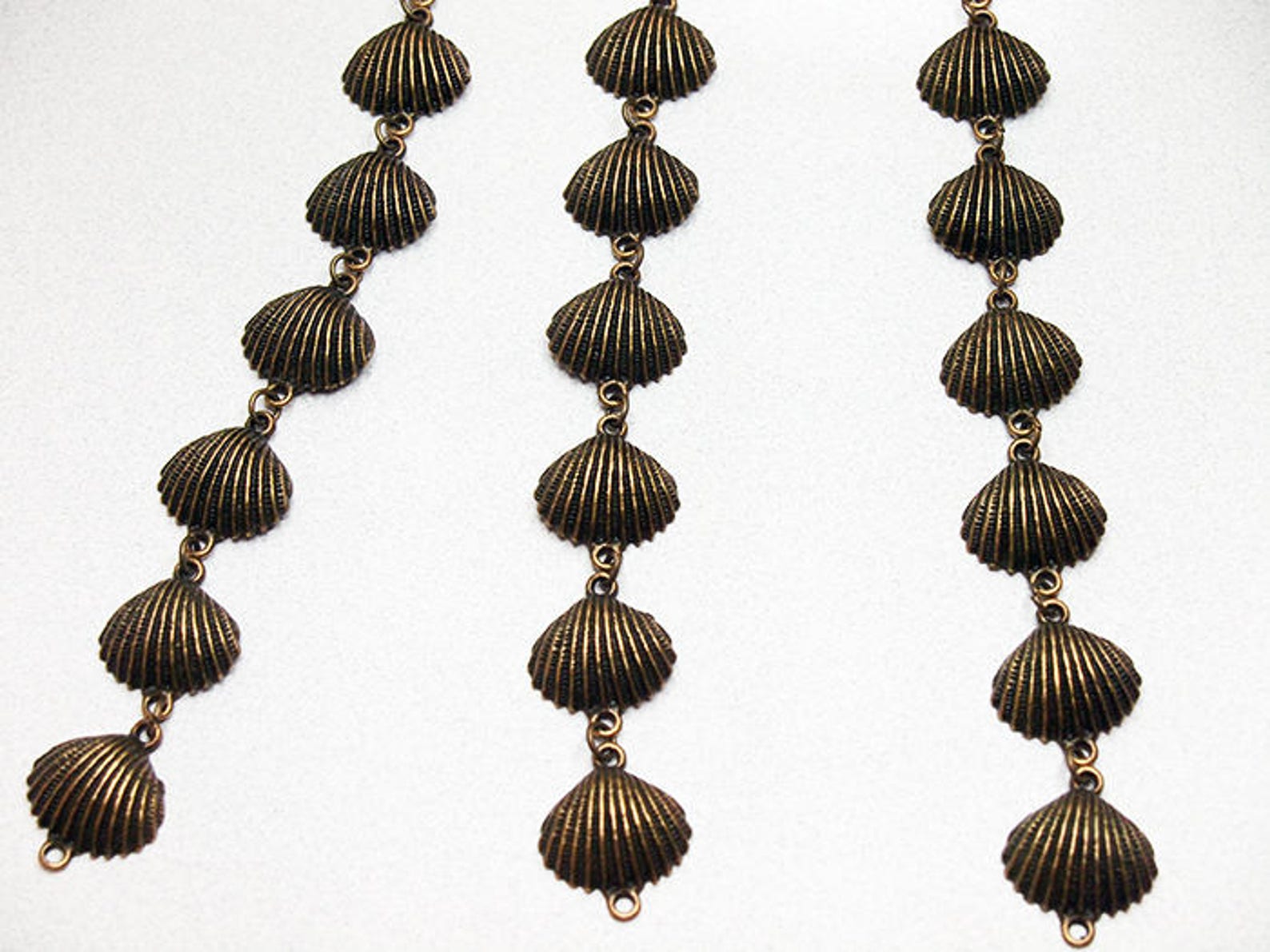 Antiqued Bronze Shell Chain Clam Shell Pendants Clam Shell - Etsy
