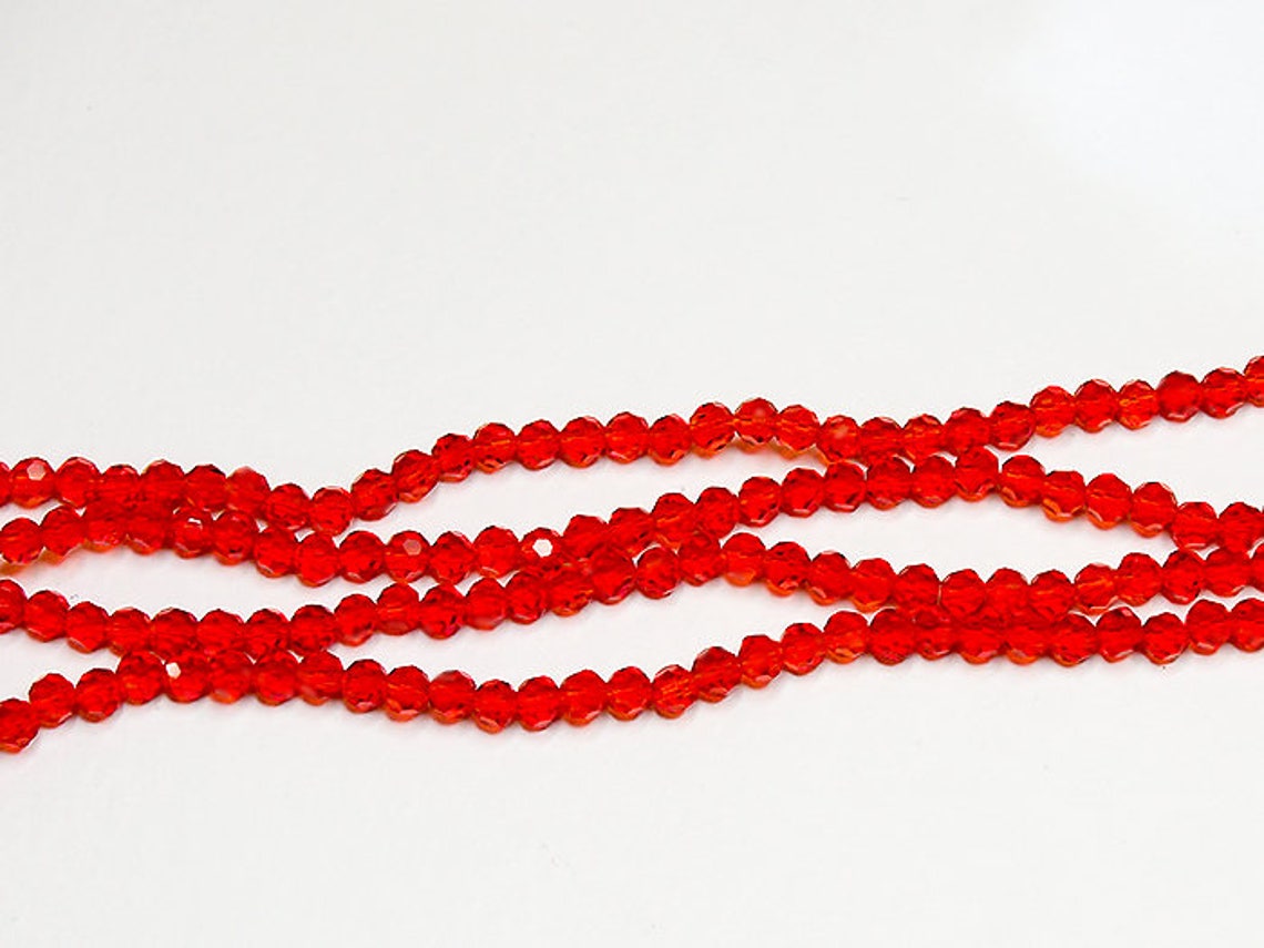 Fiery Red Round Crystals bright red crystals glass beads | Etsy