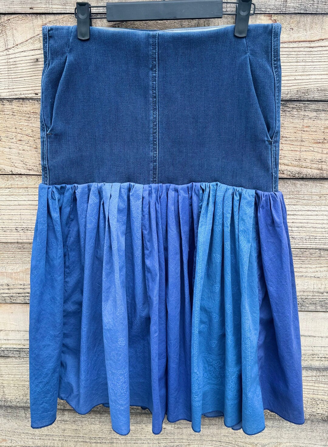 Shades of Blue Upcycled Drop-waist Handkerchief Skirt Boho Festival ...