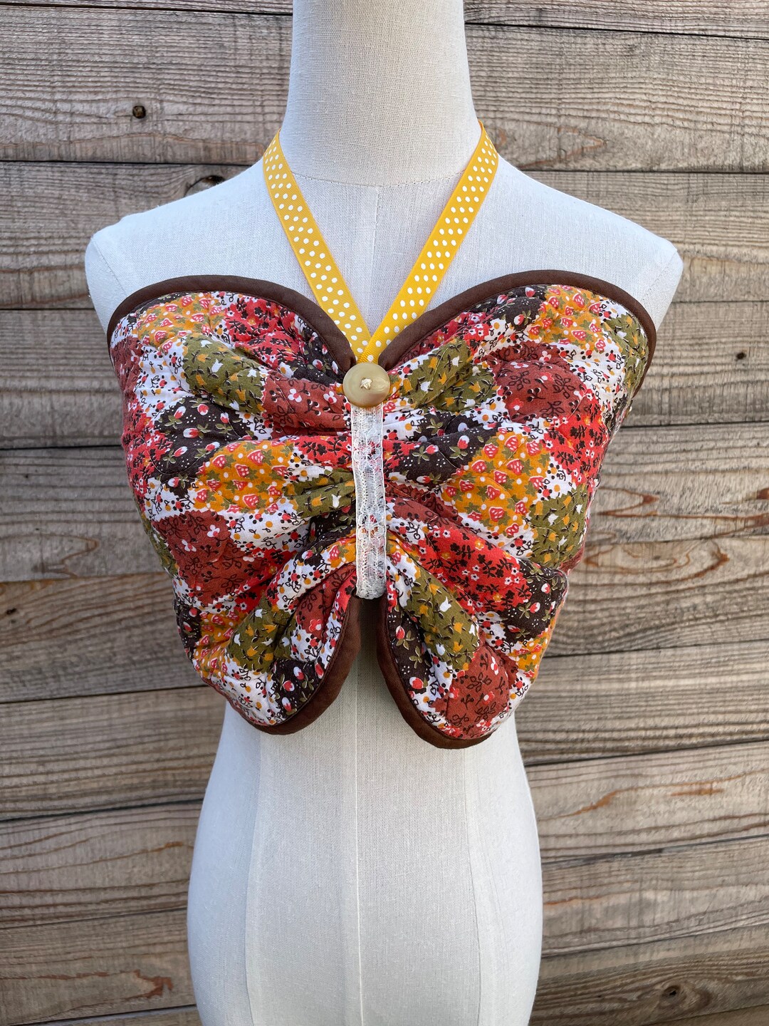 Handmade Upcycled Bikini Style Bustier Crop Top Embellished With Ribbon ...