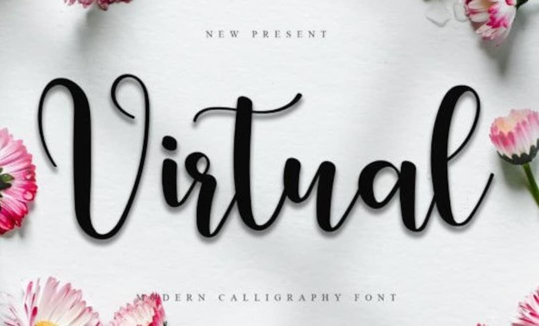 Virtual Font, Script Font, Beautiful Font, Vintage Font, Retro Font ...