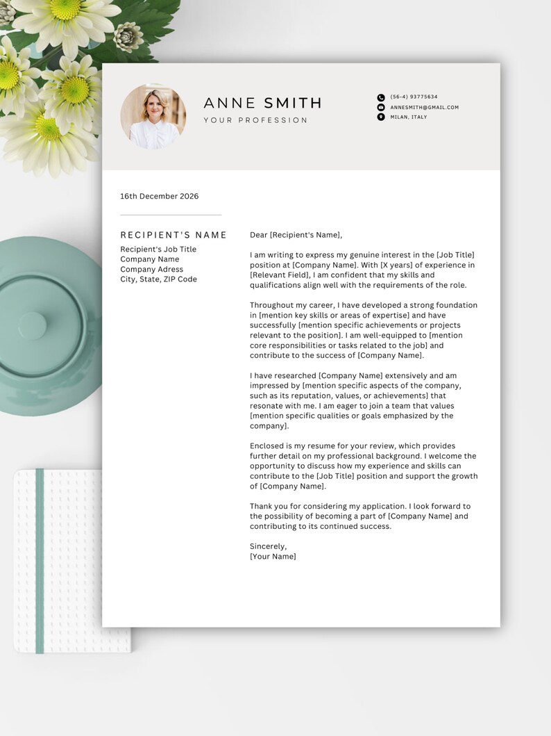 CV Resume Template Design - Editable in Word and PPT - Elegant and ...