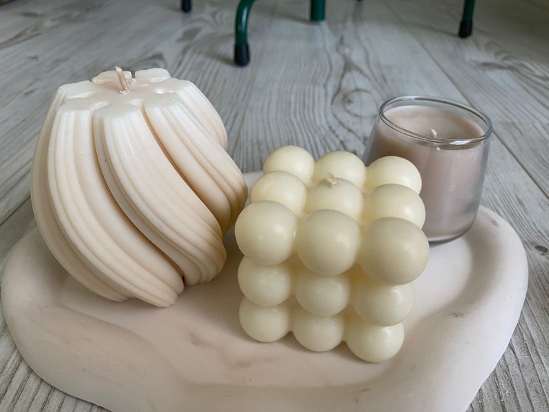 Spiral and Bubble Candles on Presentation Tray I Bougie De Luxe, Gift ...