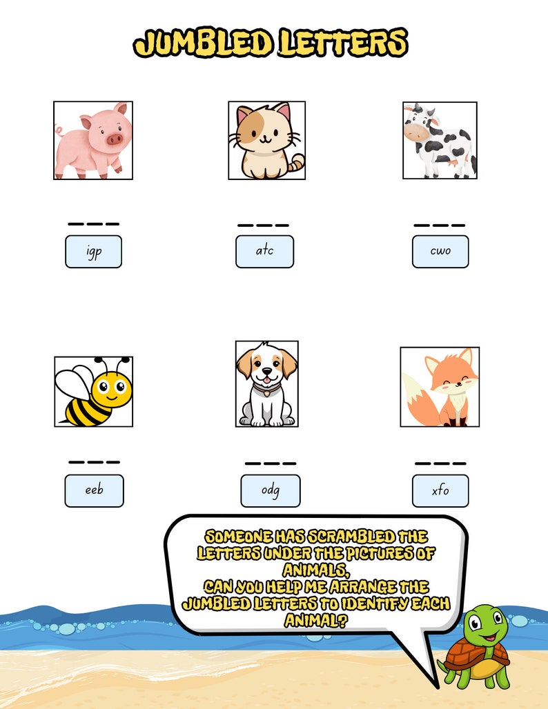 Printable Fun Activity Book for Kids, Animals, Dyslexia-friendly ...