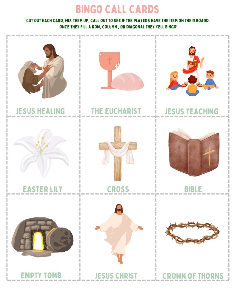 Easter Story Bingo Game: Printable Christian Easter Games (digital ...