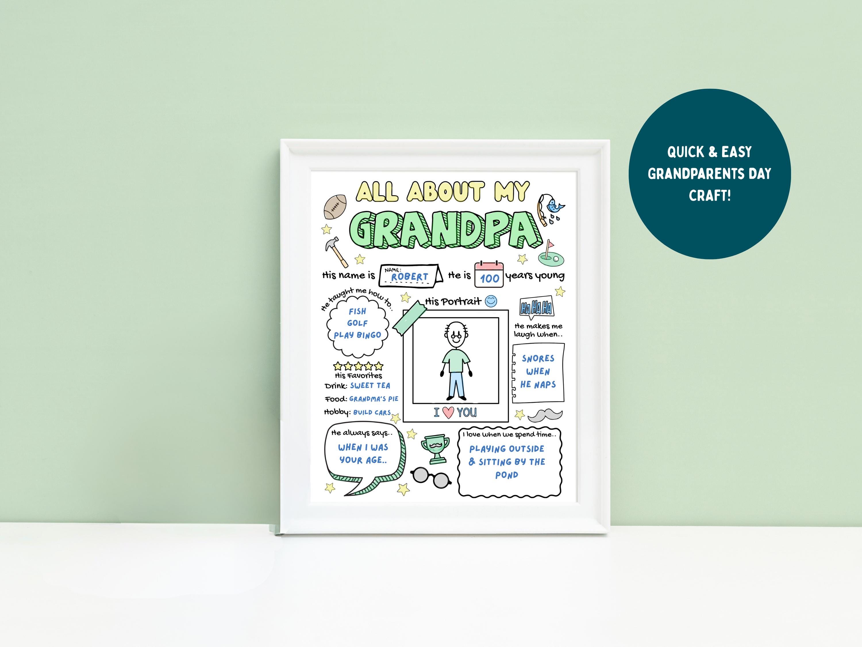Grandpa Questionnaire Printable: Grandparents Day Gift, Kids Coloring ...