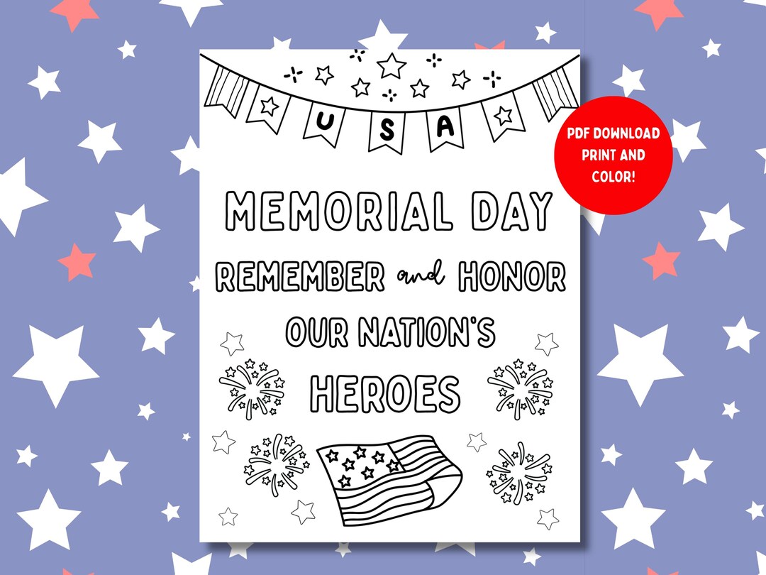 Memorial Day Coloring Page Memorial Day Craft for Kid Memorial Day ...