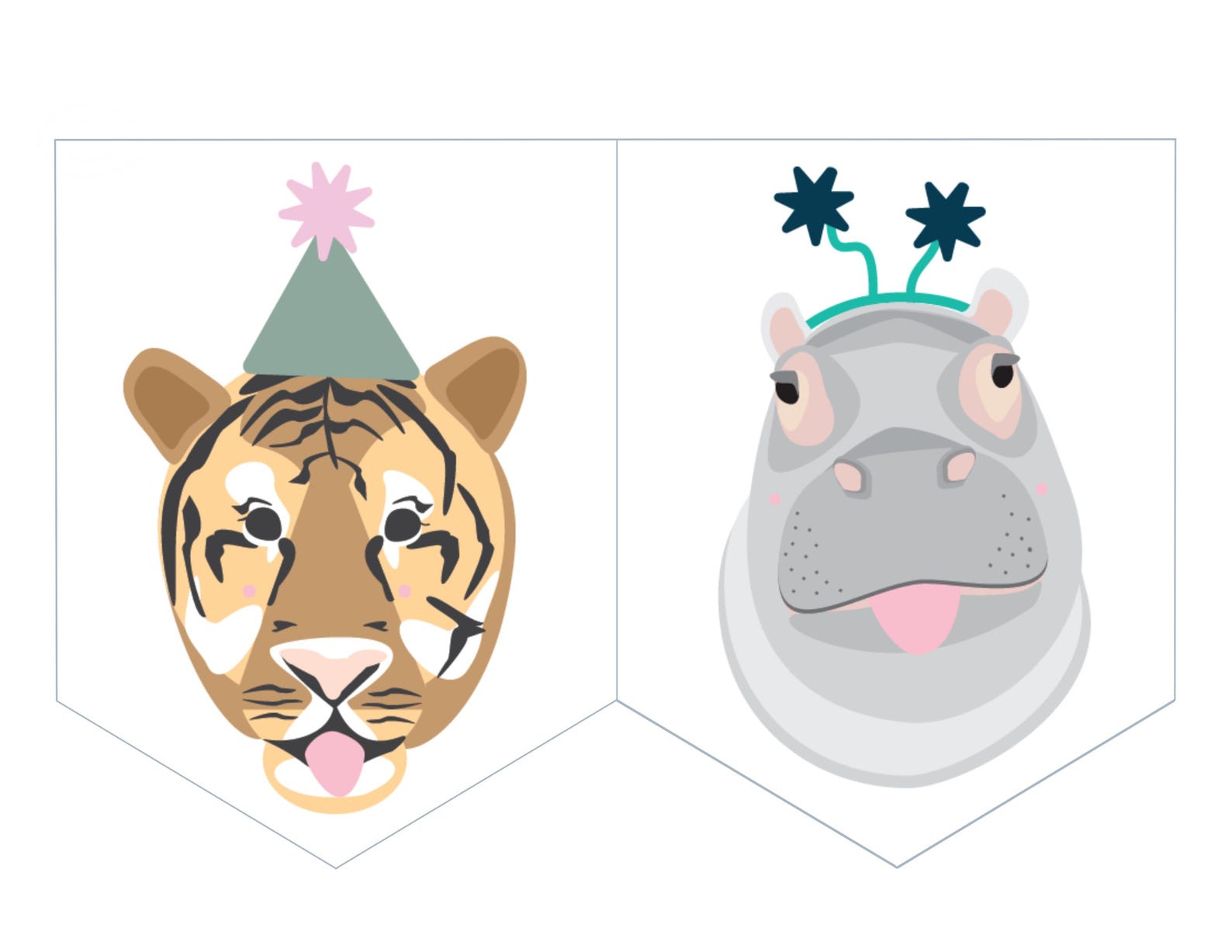 Printable Birthday Banner, Safari Animal Themed Birthday Party Banner ...