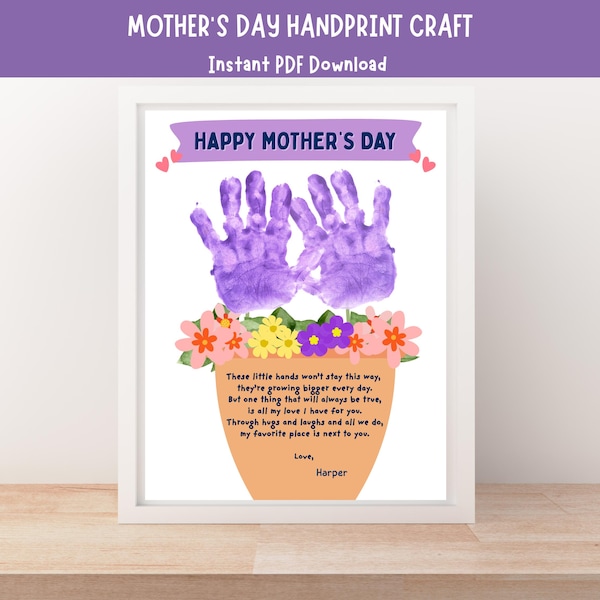 Mothers Day Handprint Flower Pot - Etsy