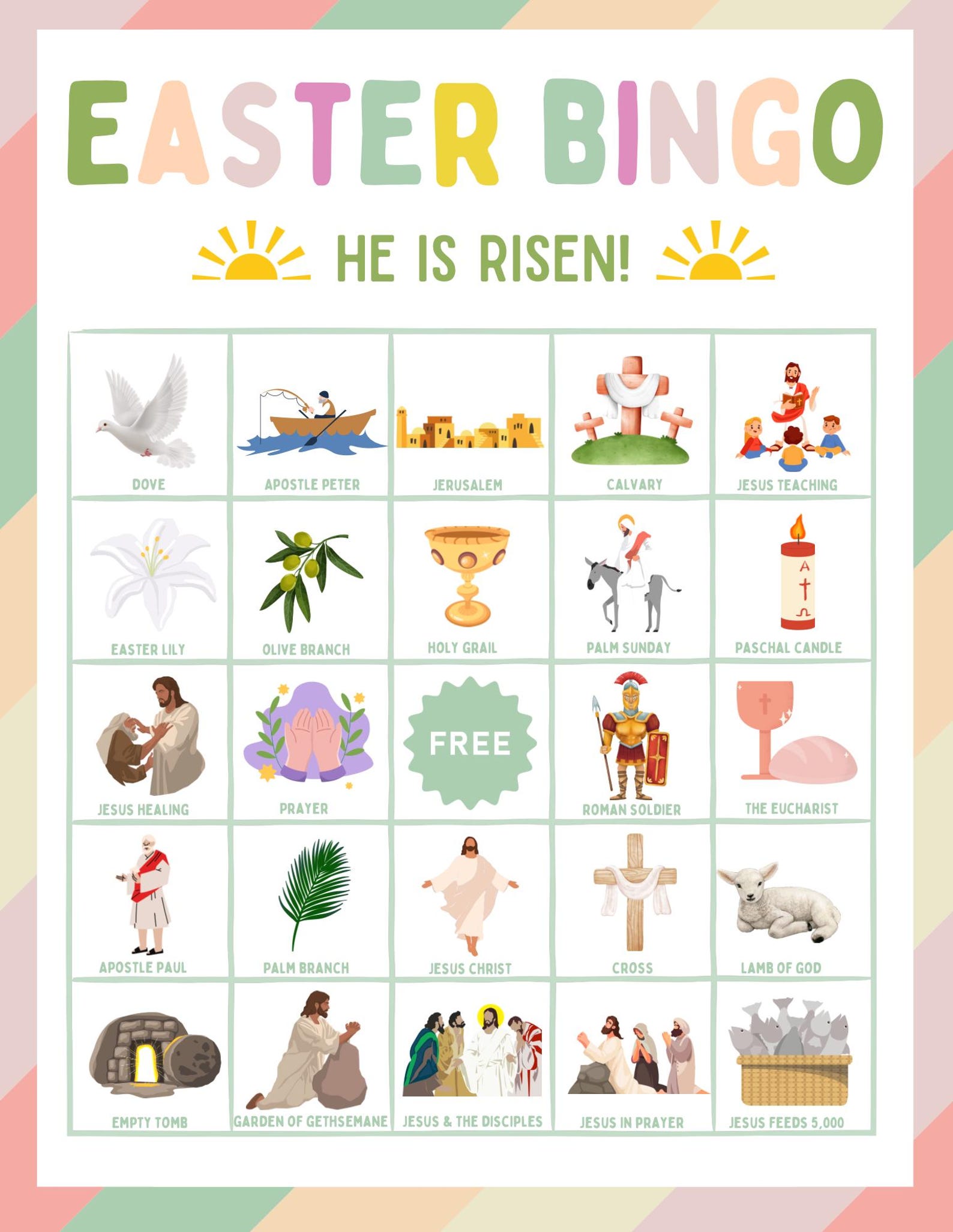 Easter Bingo Bible Bingo for Easter Bible Games Printable Easter Games ...