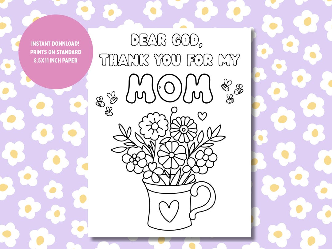 Mother's Day Coloring Page: Bible Craft, Sunday School Gift (PDF) - Etsy