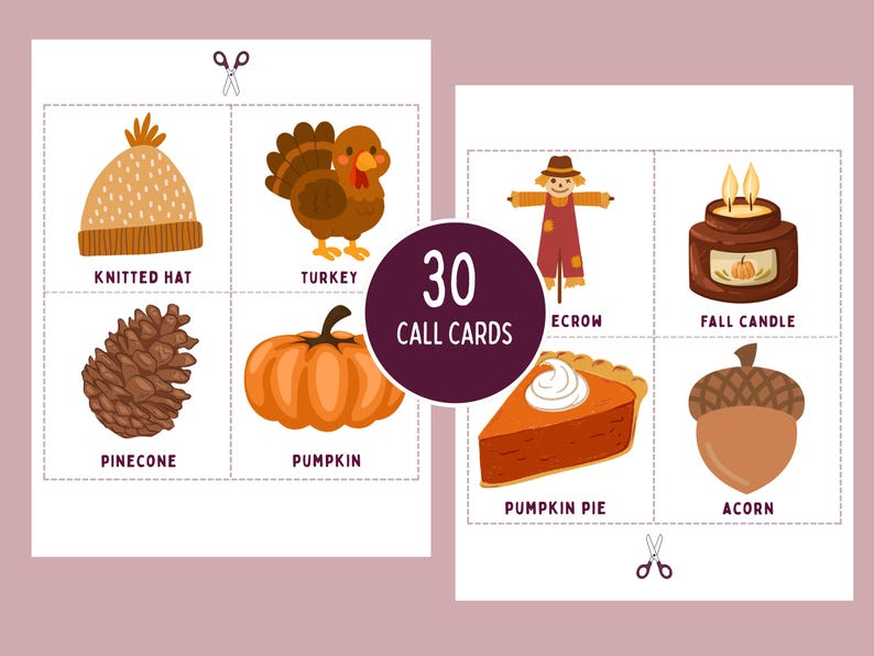 Thanksgiving Bingo: 50 Printable Cards, Fall Activity, Thanksgiving ...