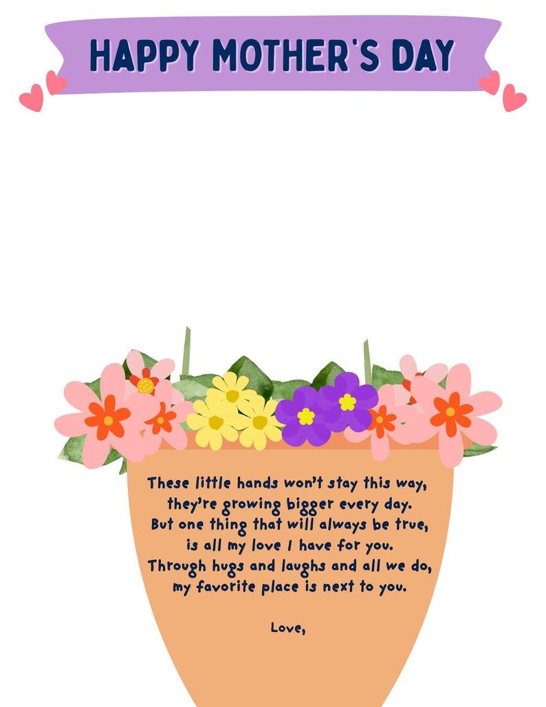 Mother's Day Handprint Flower Pot Craft Poem (instant Download) - Etsy