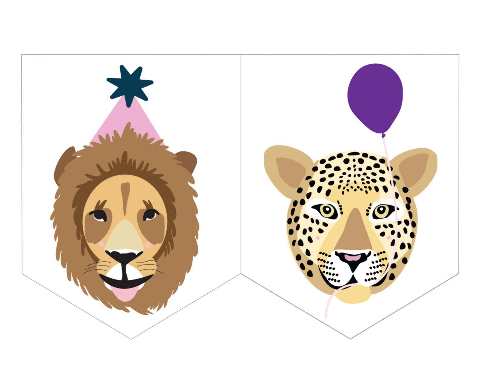Printable Birthday Banner, Safari Animal Themed Birthday Party Banner ...