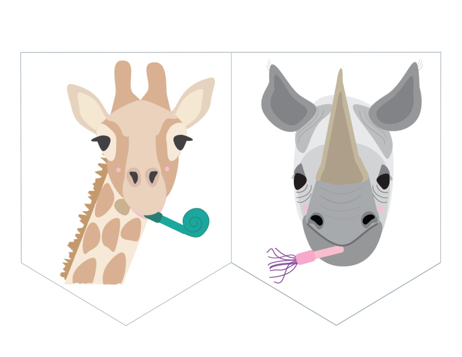 Printable Birthday Banner, Safari Animal Themed Birthday Party Banner ...