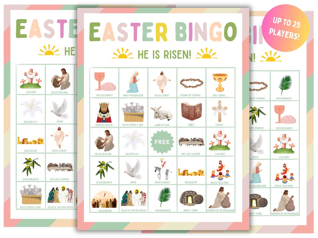 Easter Bingo Bible Bingo for Easter Bible Games Printable Easter Games ...