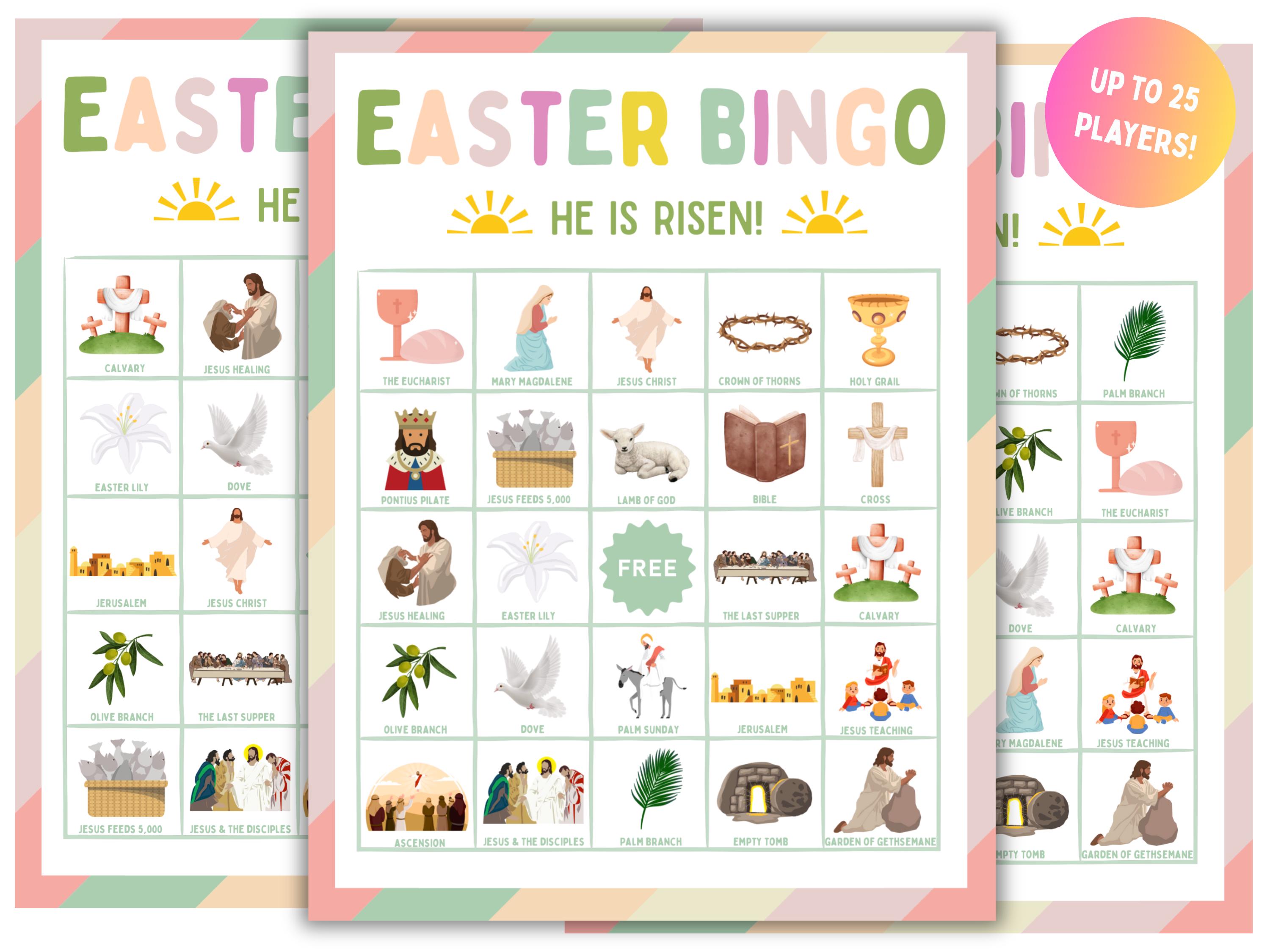 Easter Bingo Bible Bingo for Easter Bible Games Printable Easter Games ...